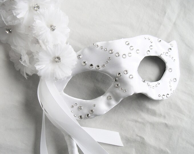 White Wedding Pure White Bridal Mask With Swarovski Crystal - Etsy