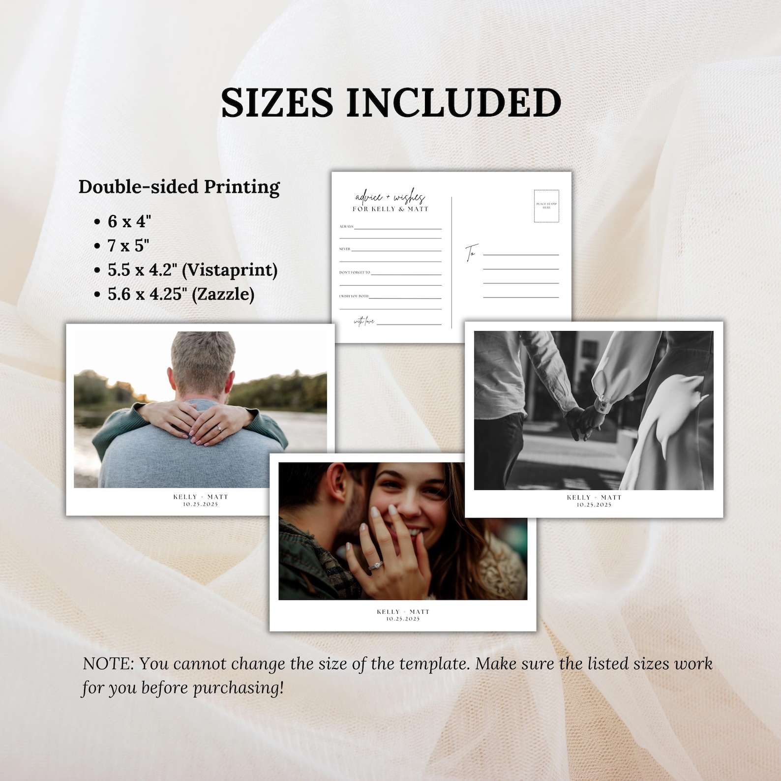Postcard Guest Book Template, Wedding Guest Book Alternative, Fully ...