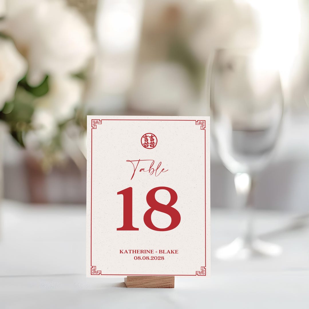 Chinese Wedding Table Number Sign, Asian Wedding Decor, Tea Ceremony ...