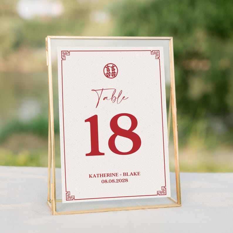 Chinese Wedding Table Number Sign, Asian Wedding Decor, Tea Ceremony ...
