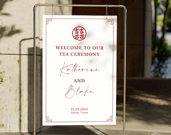 Chinese Wedding Welcome Sign Template: Tea Ceremony Decor (digital ...
