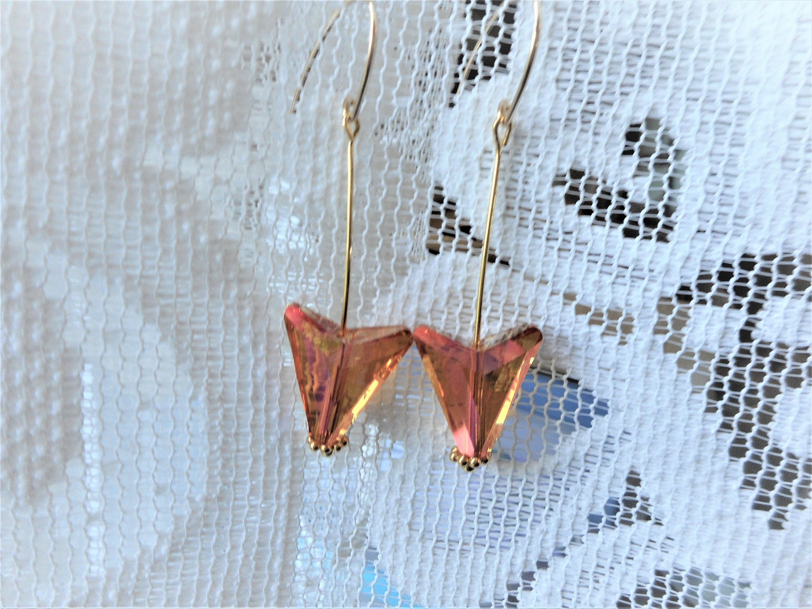 Astral Arrows ... Gold Plated Ear Wire, Swarovsky Crystal ... #837 - Etsy