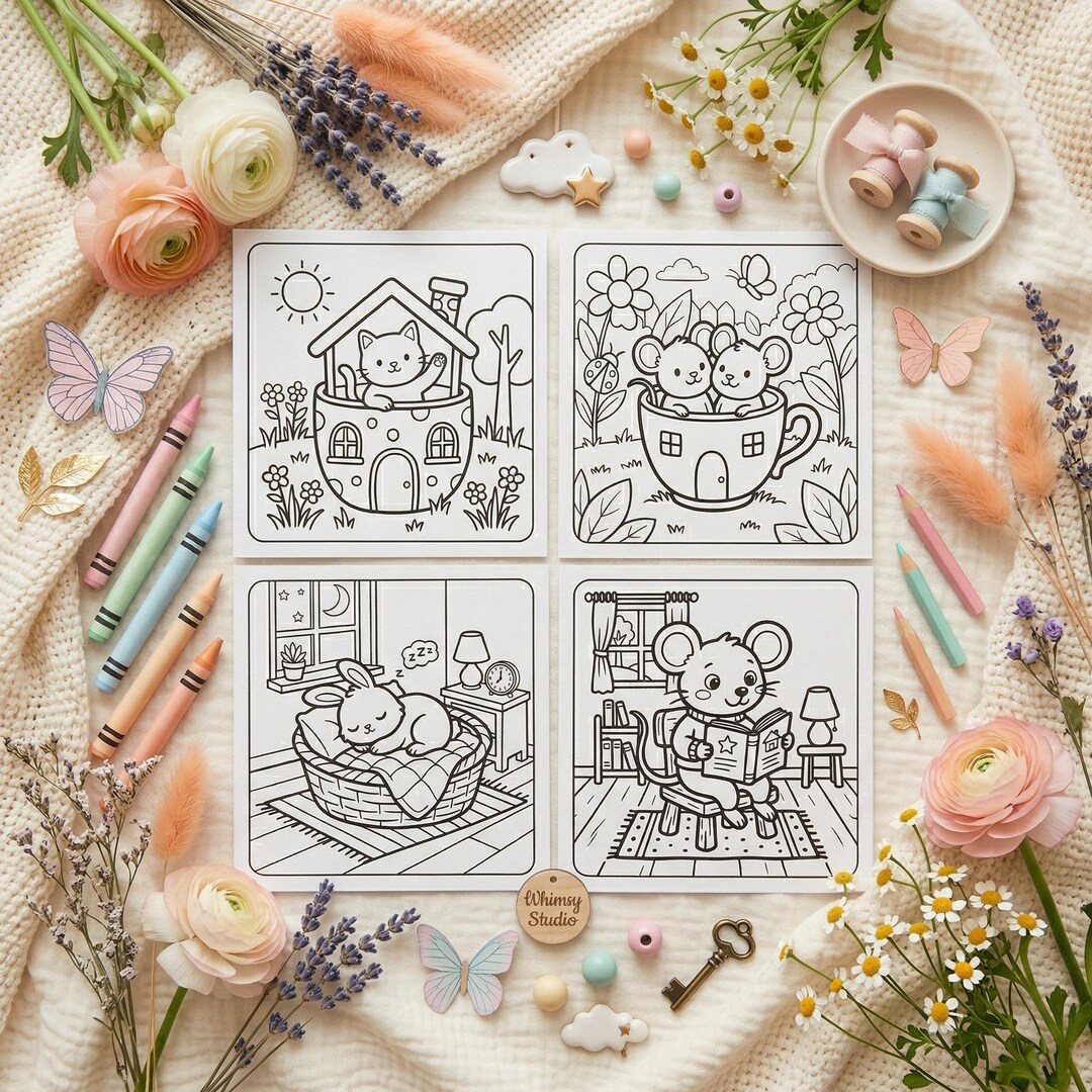 Garden Animal Coloring Pages for Kids | Kawaii Houses, Animals (PDF ...