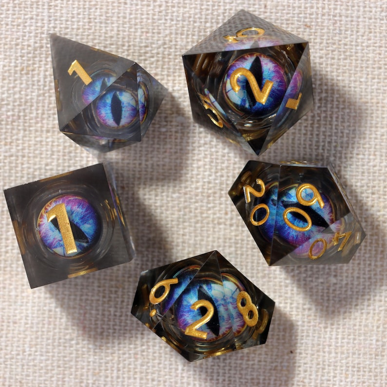 Black Blue D&D Dice Set, Nebula Watcher Sharp Edge Resin, TTRPG Gift ...
