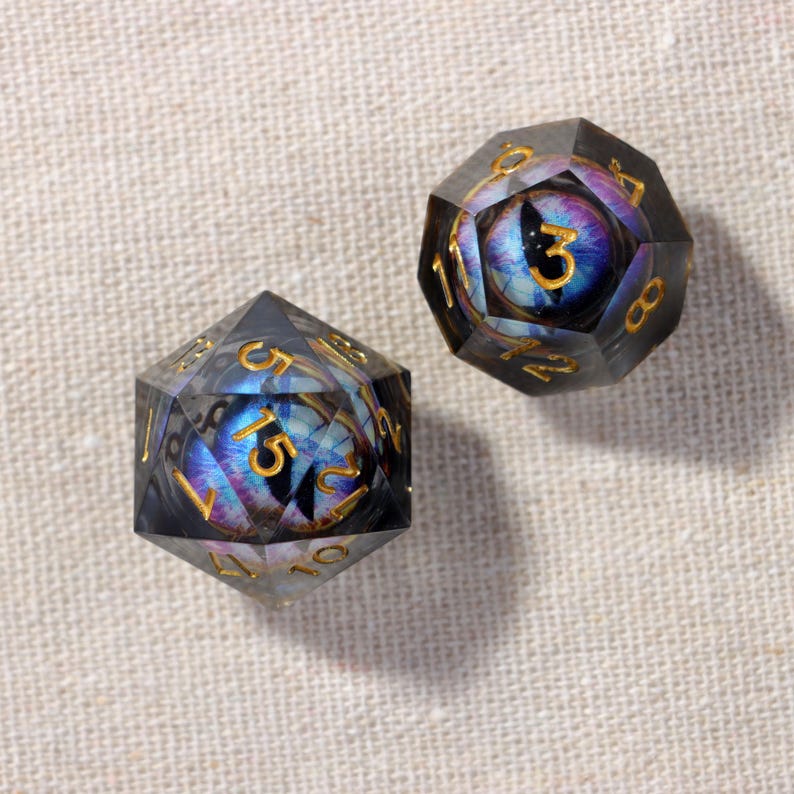 Black Blue D&D Dice Set, Nebula Watcher Sharp Edge Resin, TTRPG Gift ...