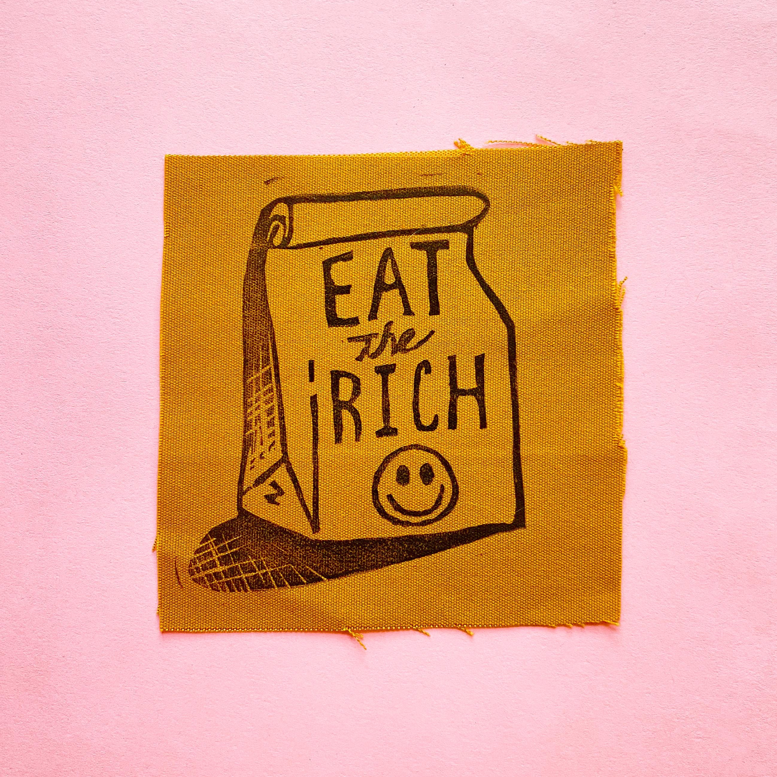 Hand Printed Eat the Rich Patch | Sew-on Fabric Patch - Etsy