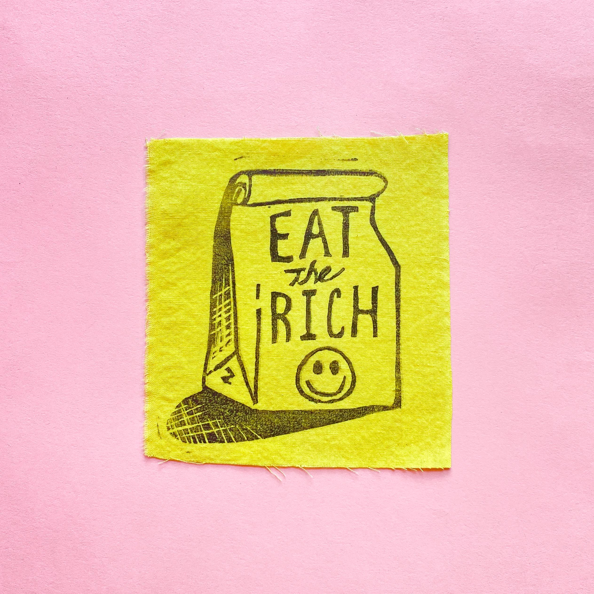Hand Printed Eat the Rich Patch | Sew-on Fabric Patch - Etsy