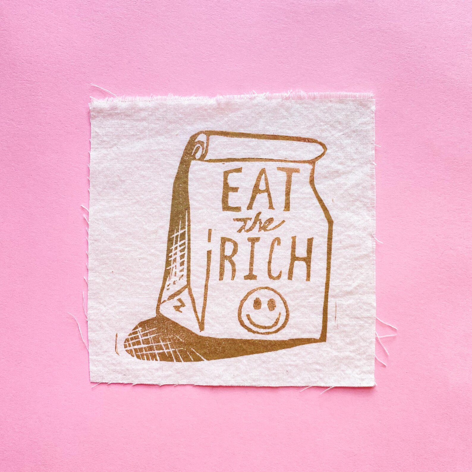 Hand Printed Eat the Rich Patch | Sew-on Fabric Patch - Etsy
