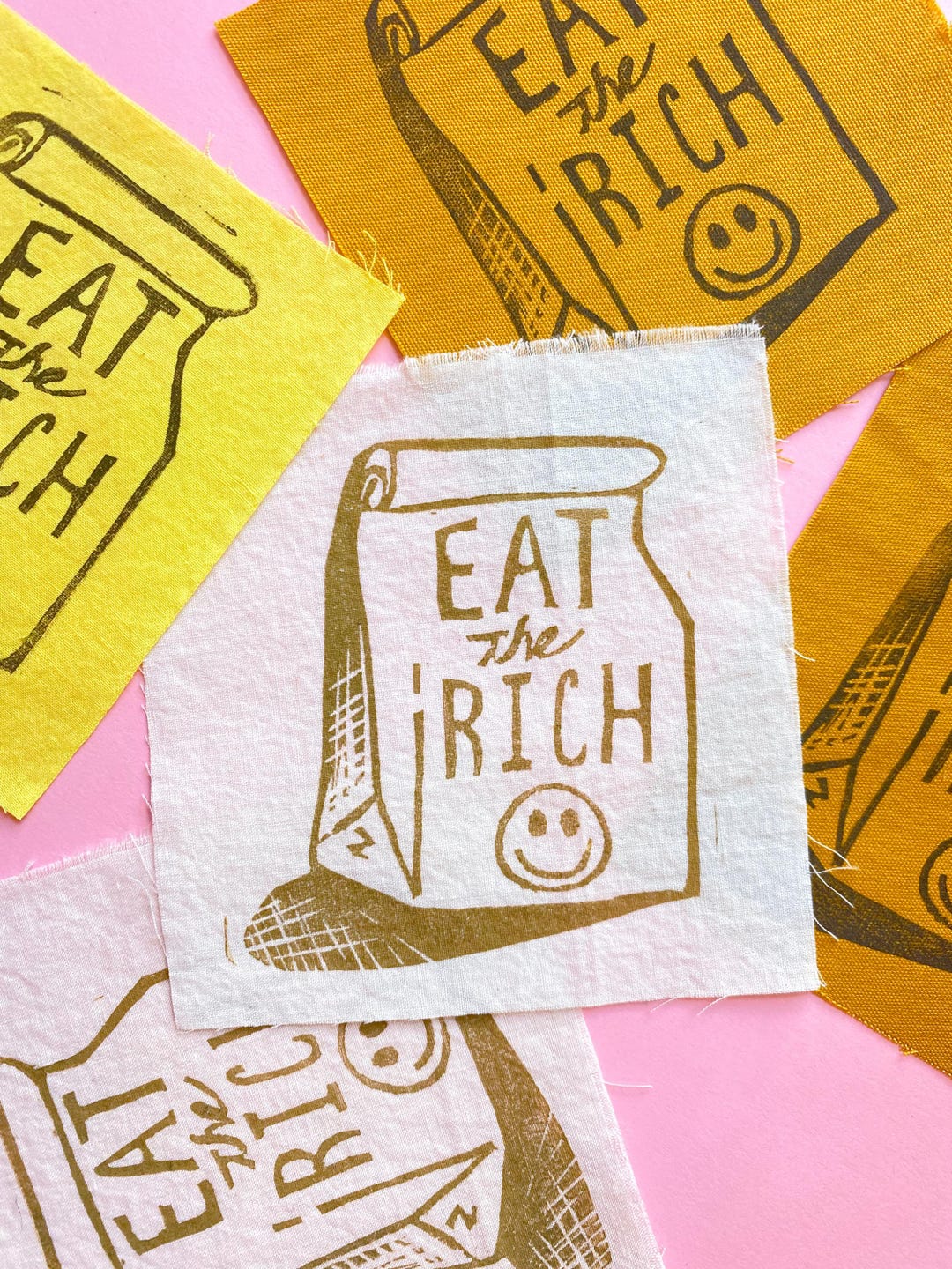 Hand Printed Eat the Rich Patch | Sew-on Fabric Patch - Etsy