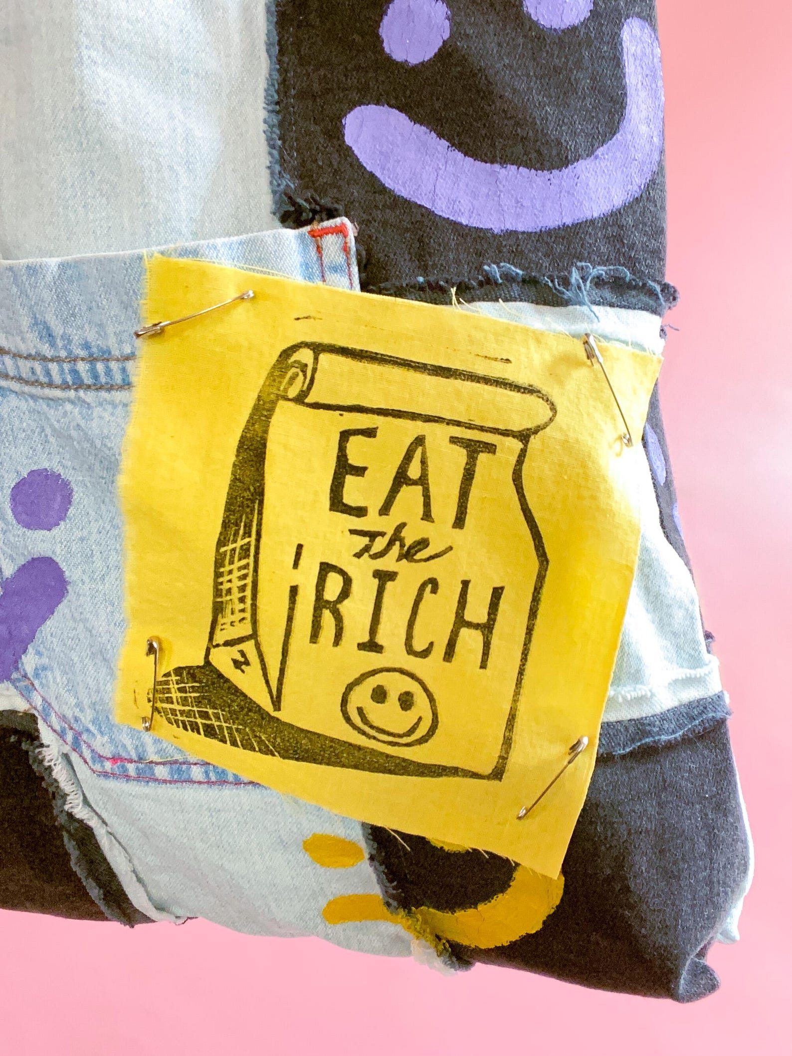 Hand Printed Eat the Rich Patch | Sew-on Fabric Patch - Etsy