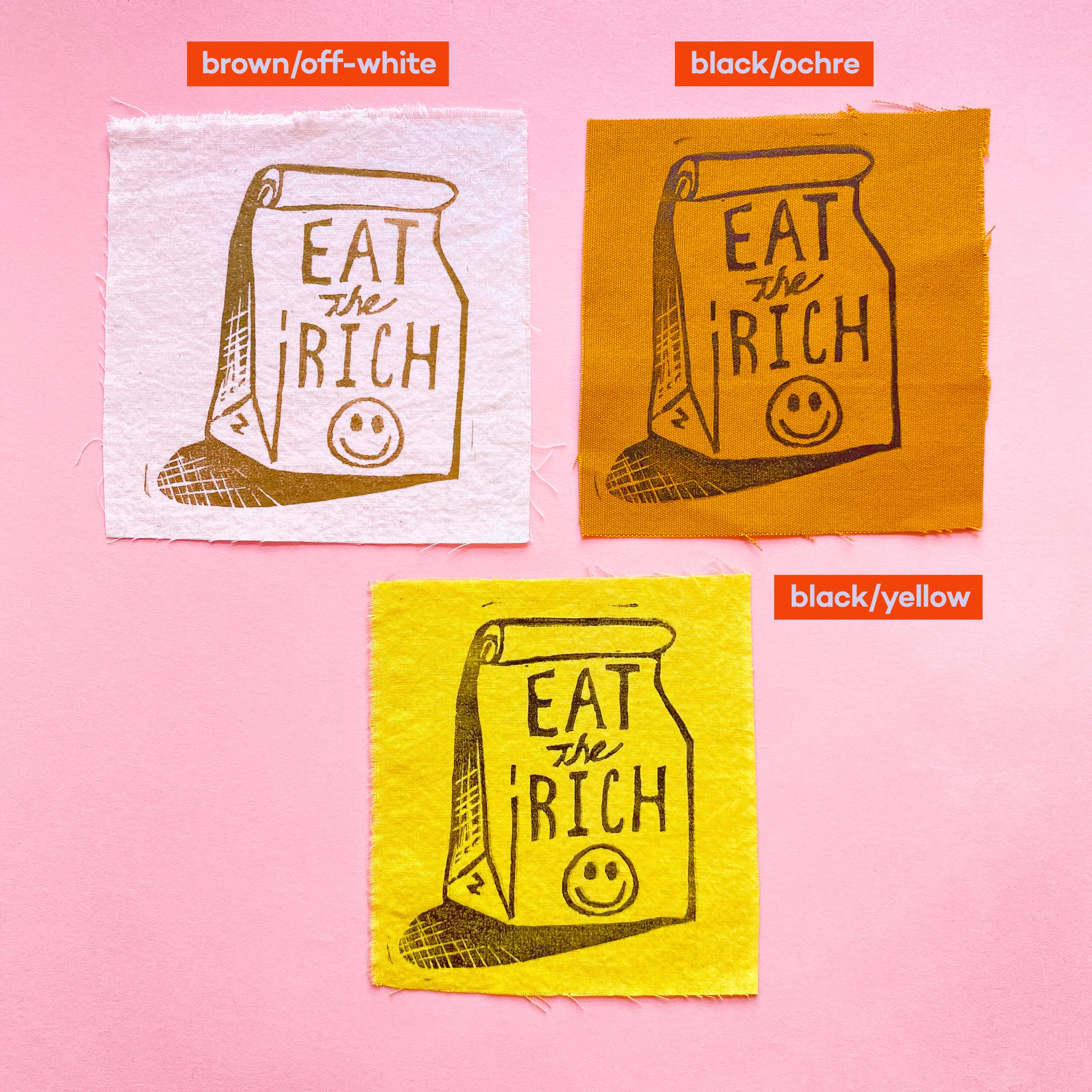 Hand Printed Eat the Rich Patch | Sew-on Fabric Patch - Etsy