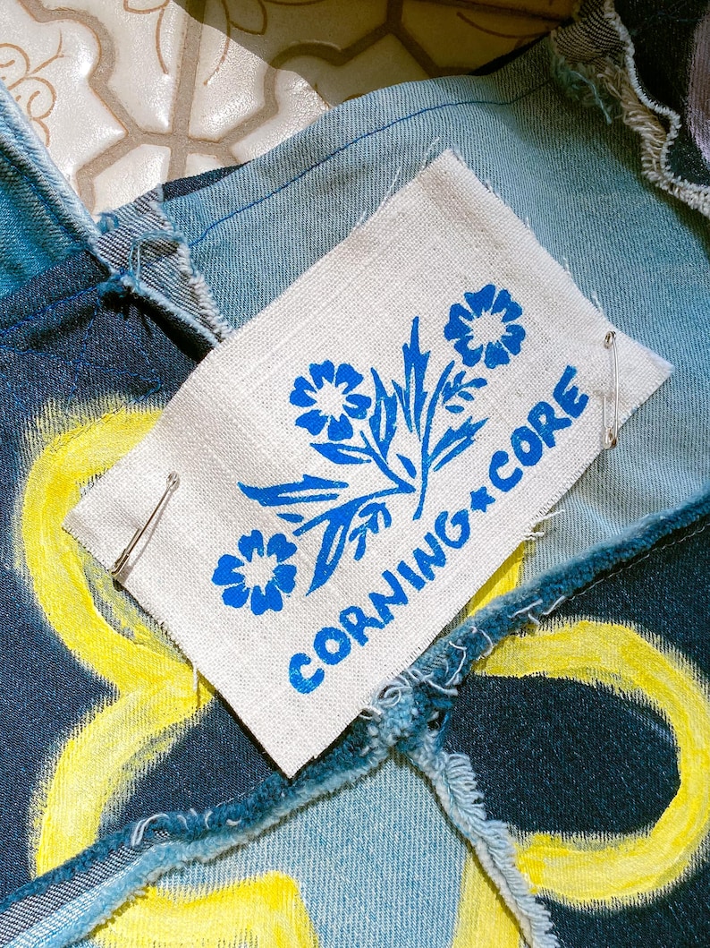 Hand Printed Corningware "corning Core" | Sew-on Fabric Patch - Etsy