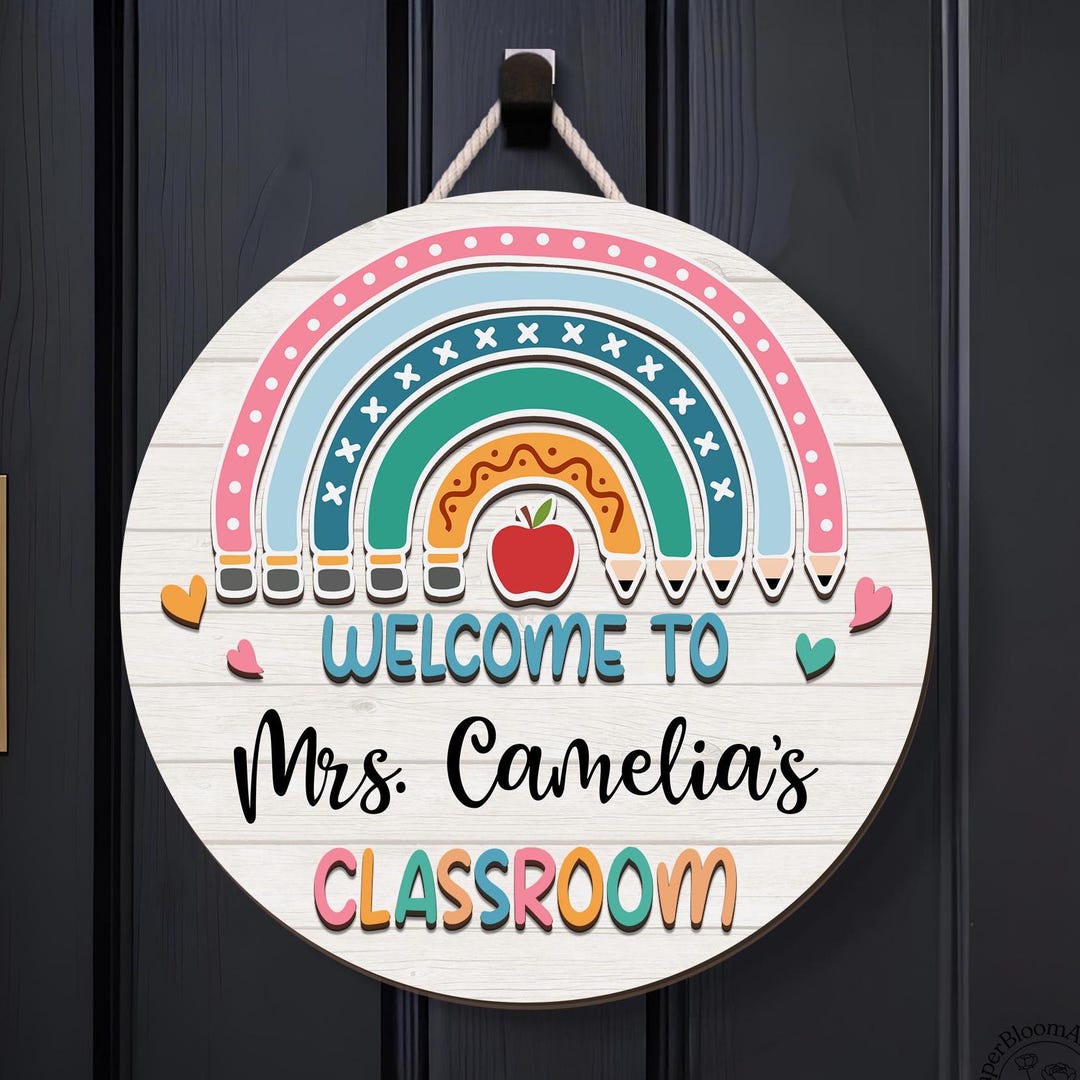 Custom Teacher Door Sign, Teacher 3D Door Hanger, Classroom Door Sign ...