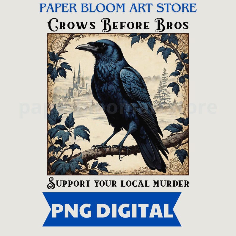 Funny Crows Before Bros Png, Vintage Crow Png, Vintage Raven Png ...