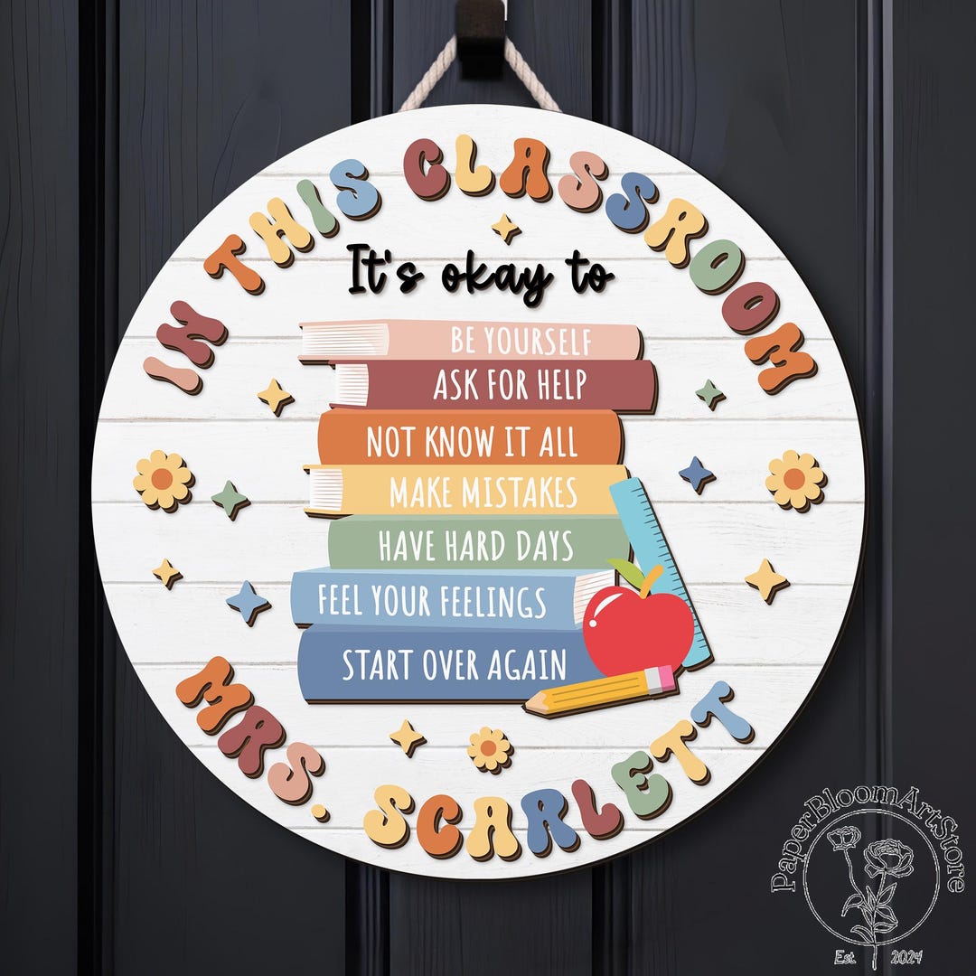 3D Teacher Door Sign, Classroom Decor, Teacher Door Hanger, Welcome ...