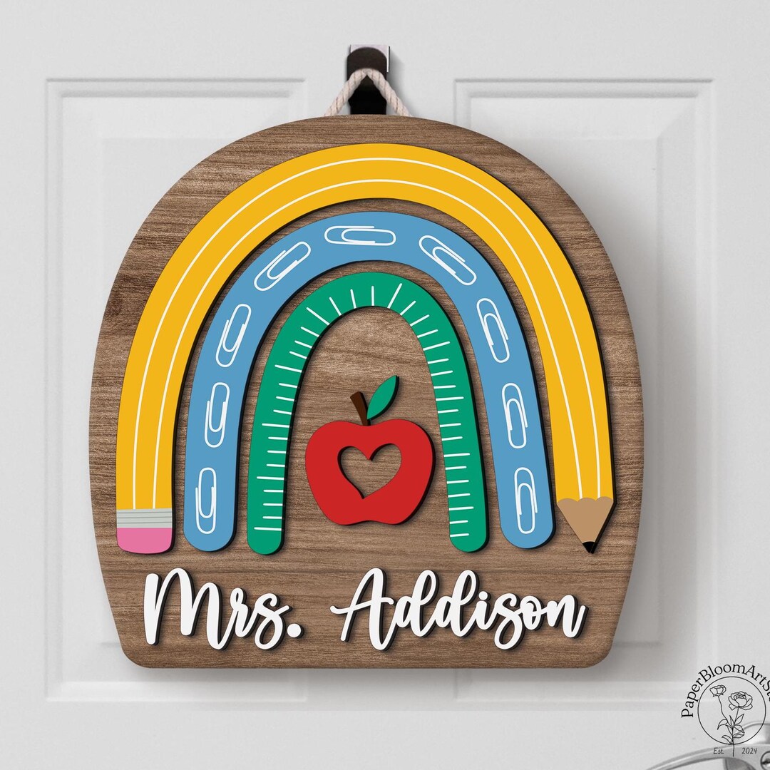 Teacher Door Sign for Classroom, Teacher Name Sign, Classroom Door ...