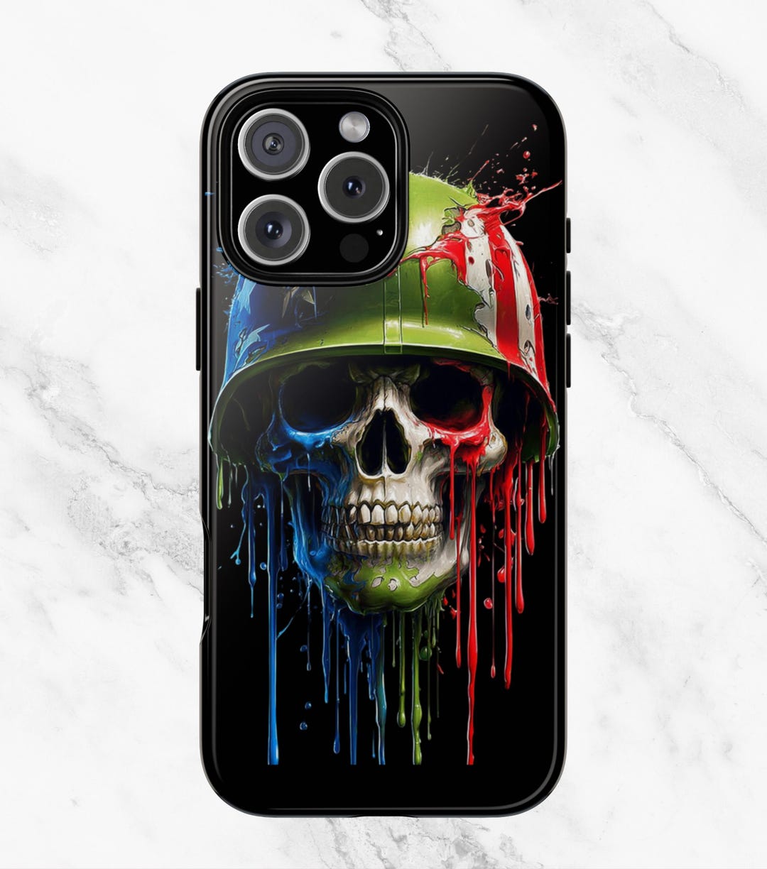 Edgy Skull Phone Case, Military Helmet Design - Etsy