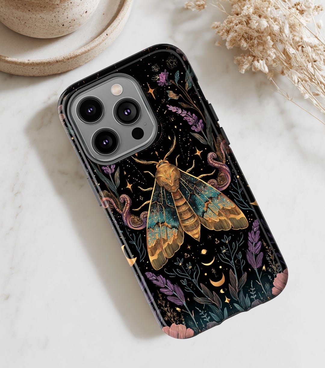 Moonlit Moth Phone Case – Celestial Gothic Design - Etsy