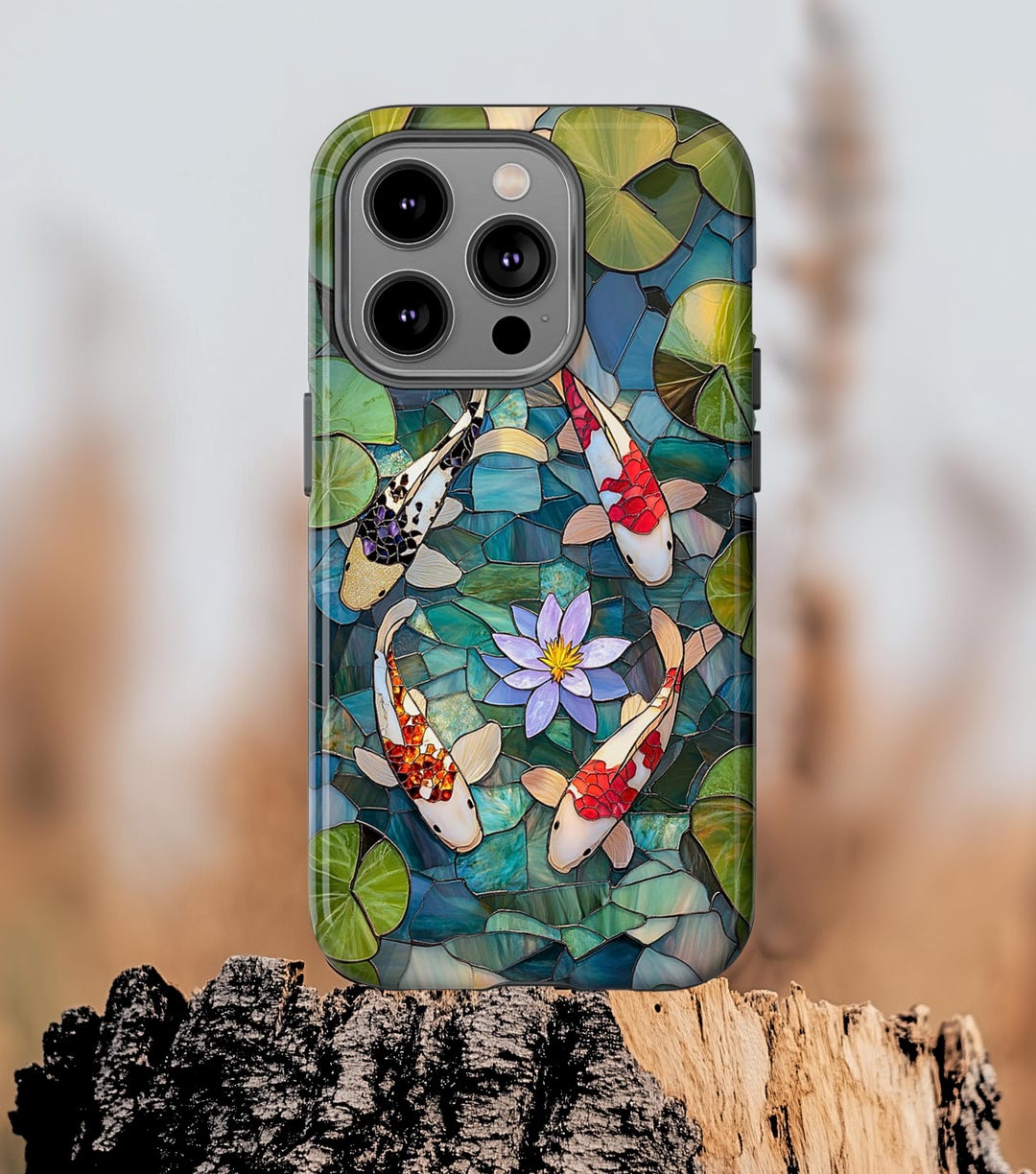 Koi Fish Phone Case, Japanese Aesthetic, Glass Effect Phone Case, 3D ...