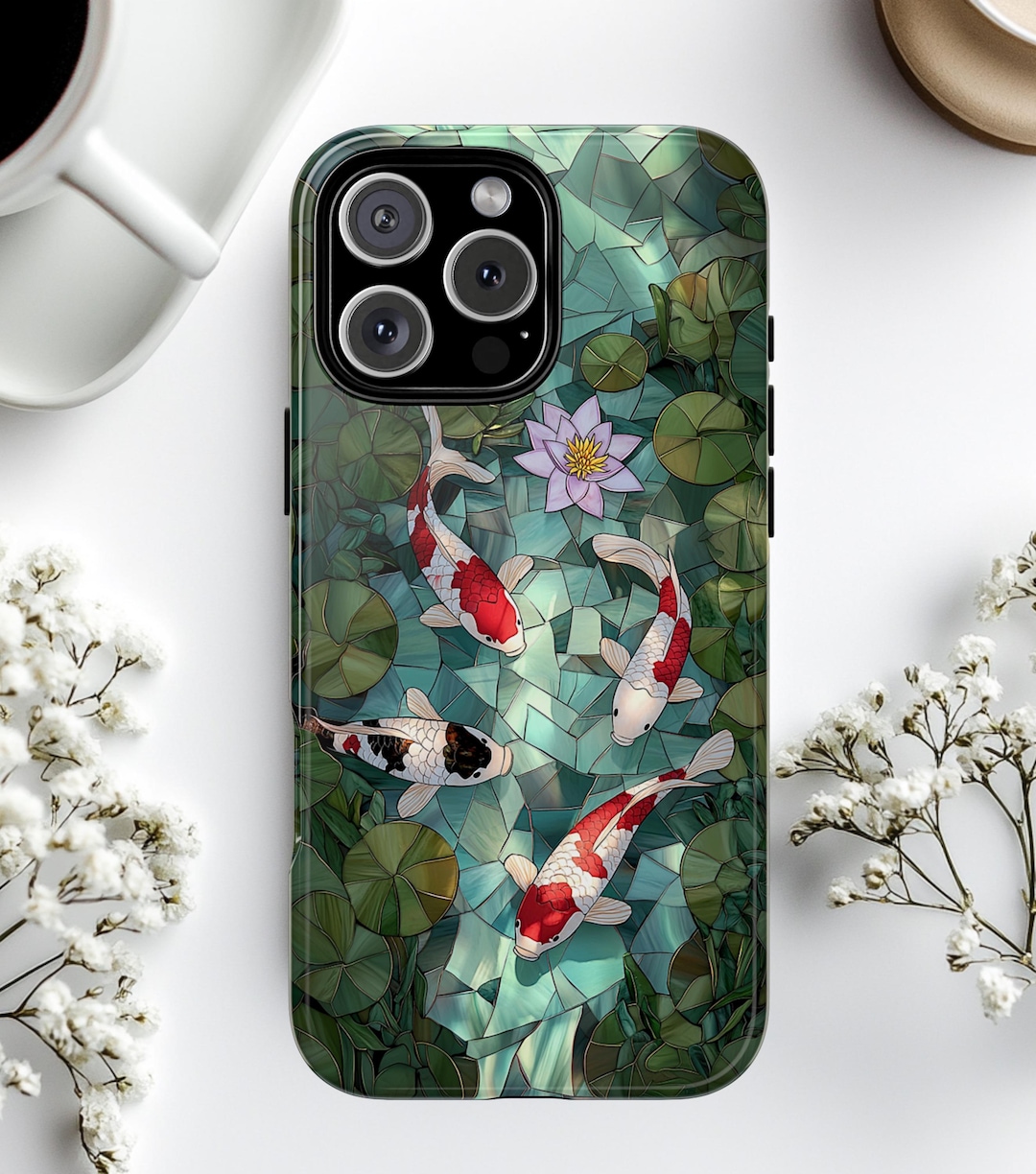 Koi Fish Phone Case, Japanese Aesthetic, Glass Effect Phone Case, 3D ...