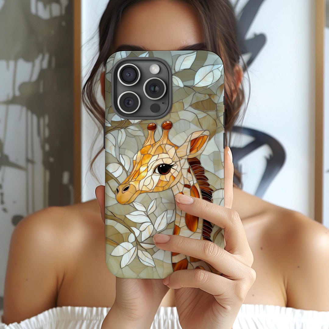 Giraffe Phone Case, Mosaic Animal Design, Glass Effect - Etsy