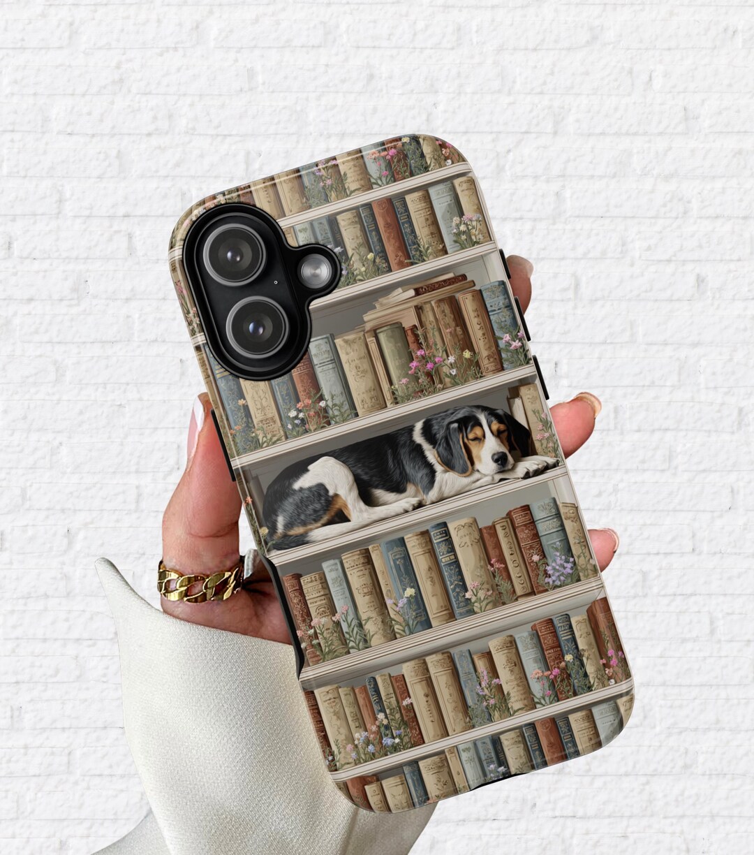 Bluetick Coonhound Dog on Bookshelf Phone Case, Dog Lover Gift Memorial ...