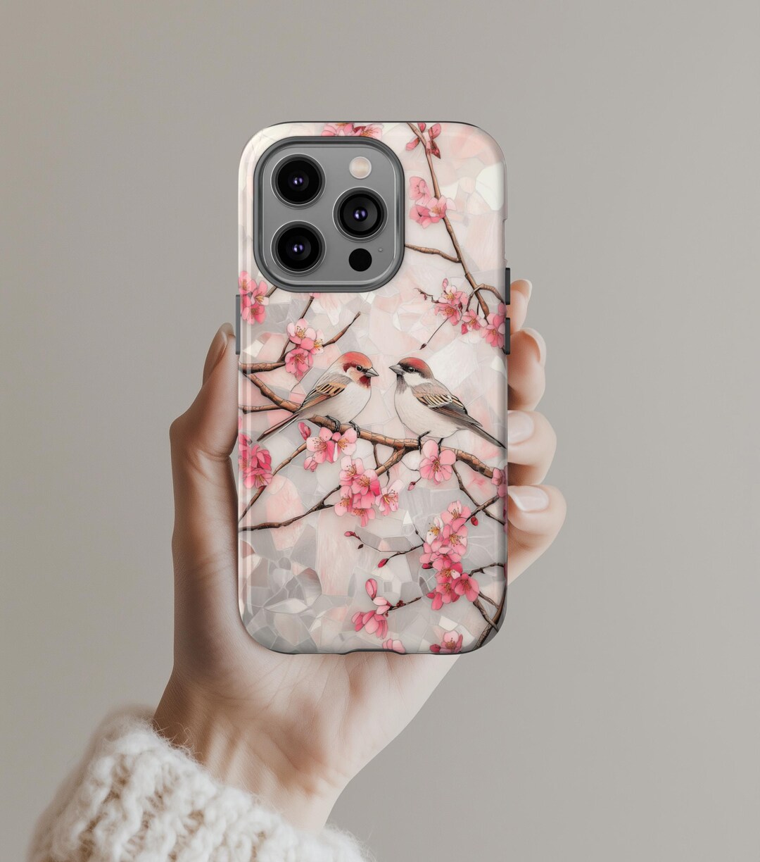 Bird Stained Glass Effect Phone Case, Vintage Phone Case, Bird Case for ...