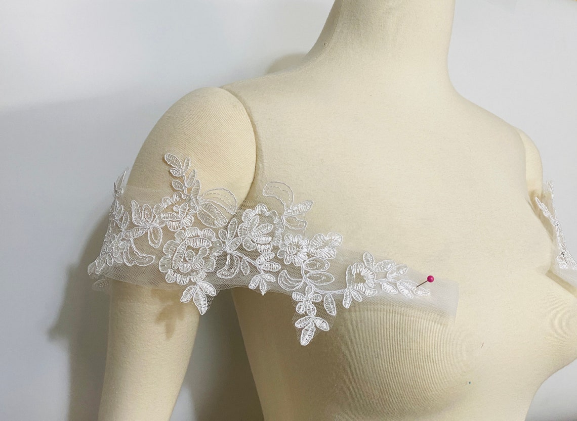 White Set of Two Detachable Corded Lace Straps or off the - Etsy