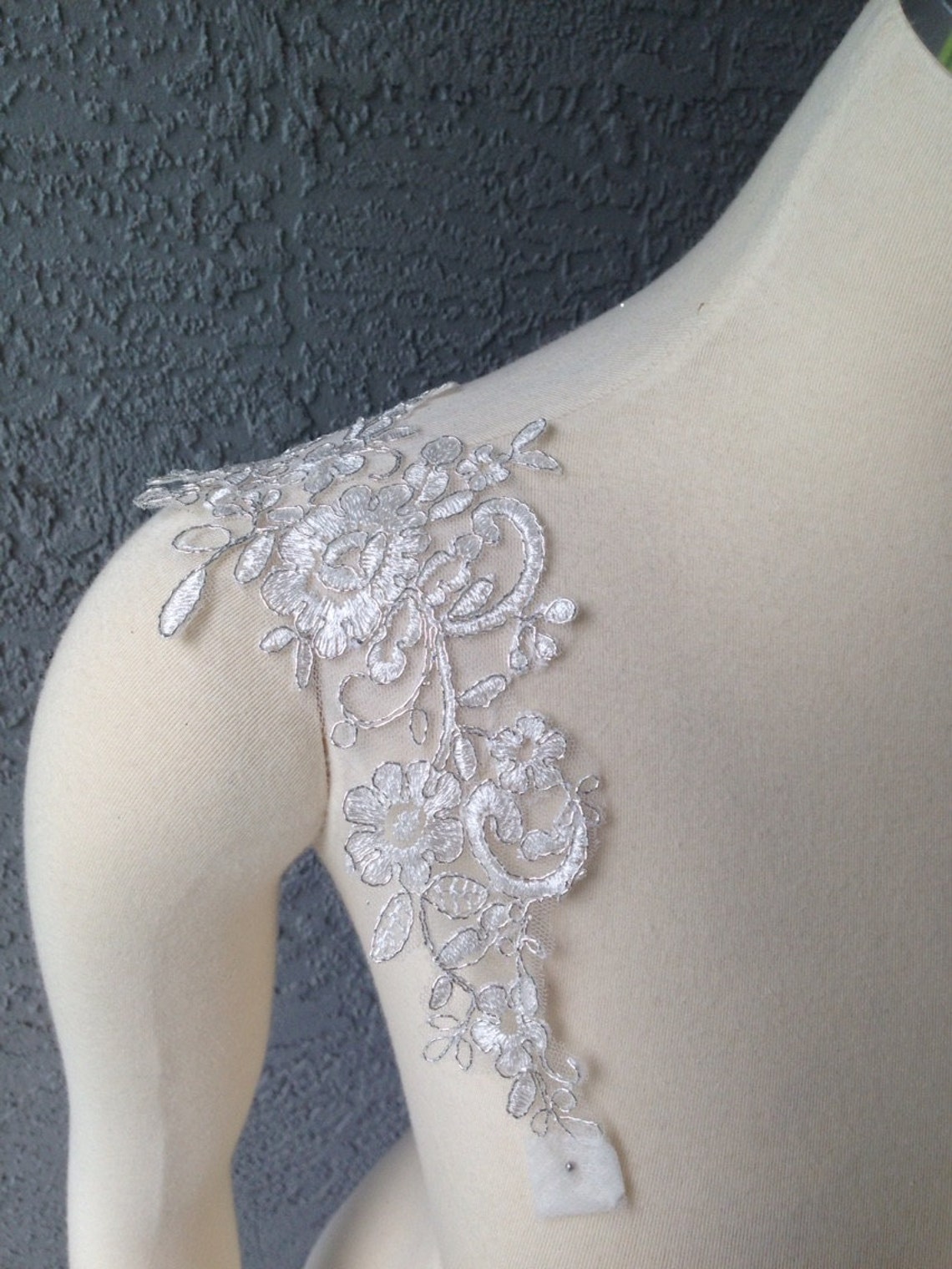 Set of Two Detachable Ivory and Silver Lace Straps to Add to - Etsy