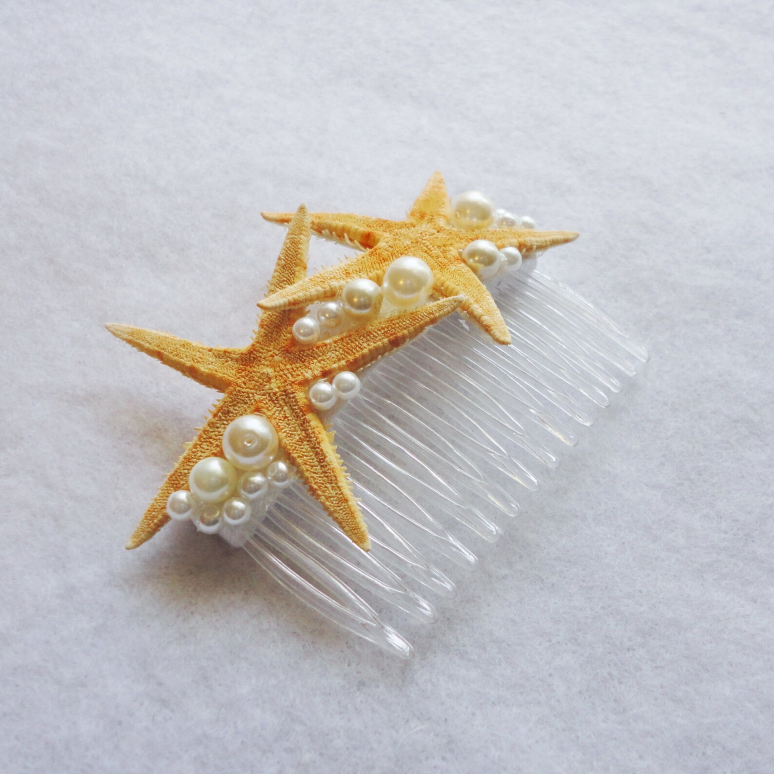 Wedding Bridal Natural Starfish and Faux Pearls Comb - Etsy