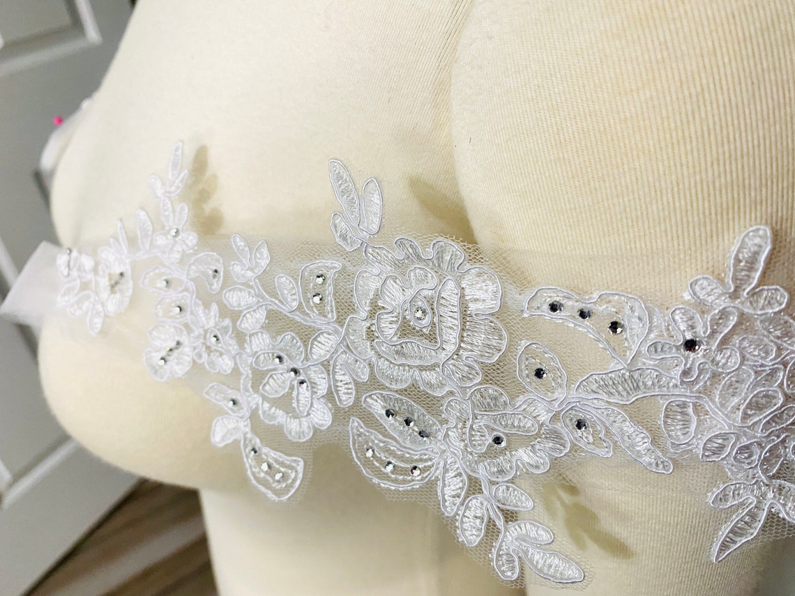 White Set of Two Detachable Corded Lace Straps or off the - Etsy