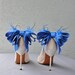 Royal Blue Bridal Shoe Clips Satin Ribbon Bow and Feather - Etsy