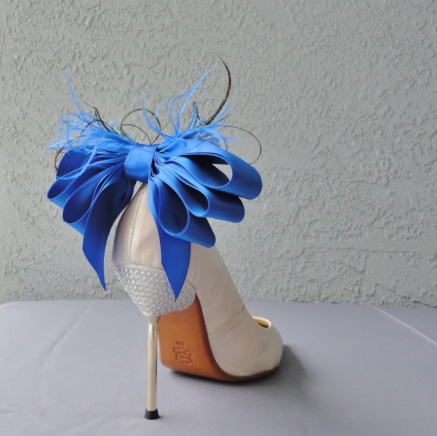 Silver Heels With Blue Bows