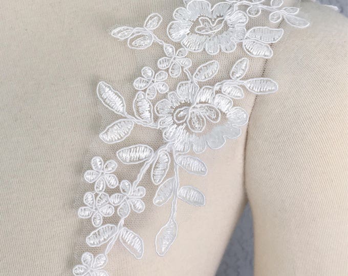 Set of Two Detachable Ivory, White and Diamond White Lace Straps to Add ...