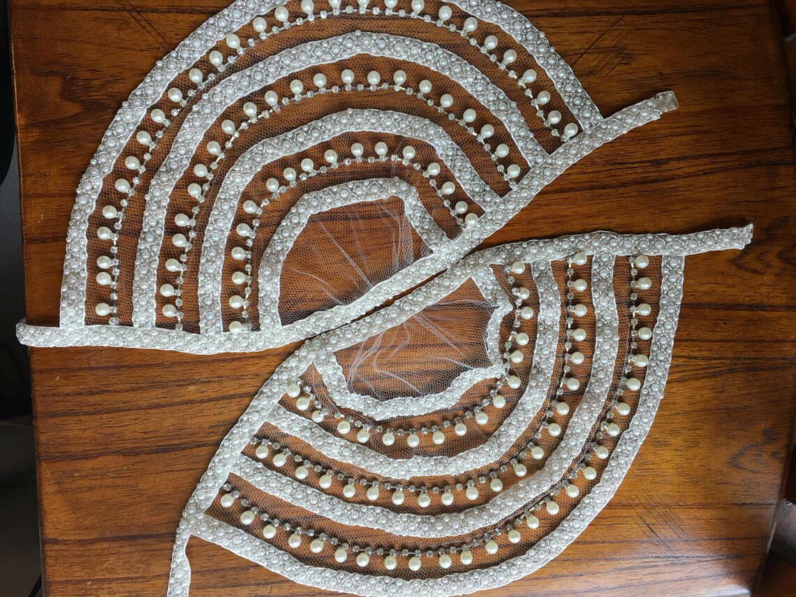 Detachable Add-on Beaded Ivory and Rhinestone Cap Sleeves Set - Etsy