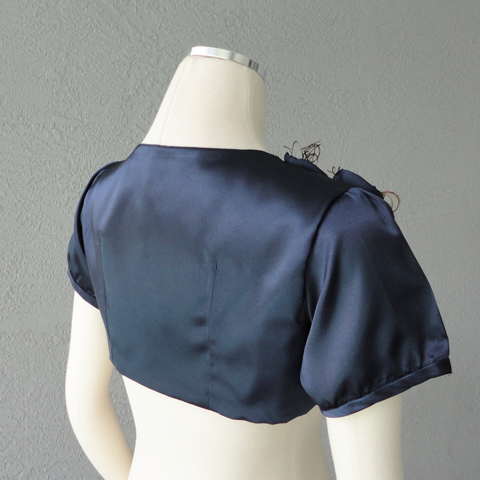 Navy Blue Satin Bolero Shrug With Peacock Feathers and Beads - Etsy