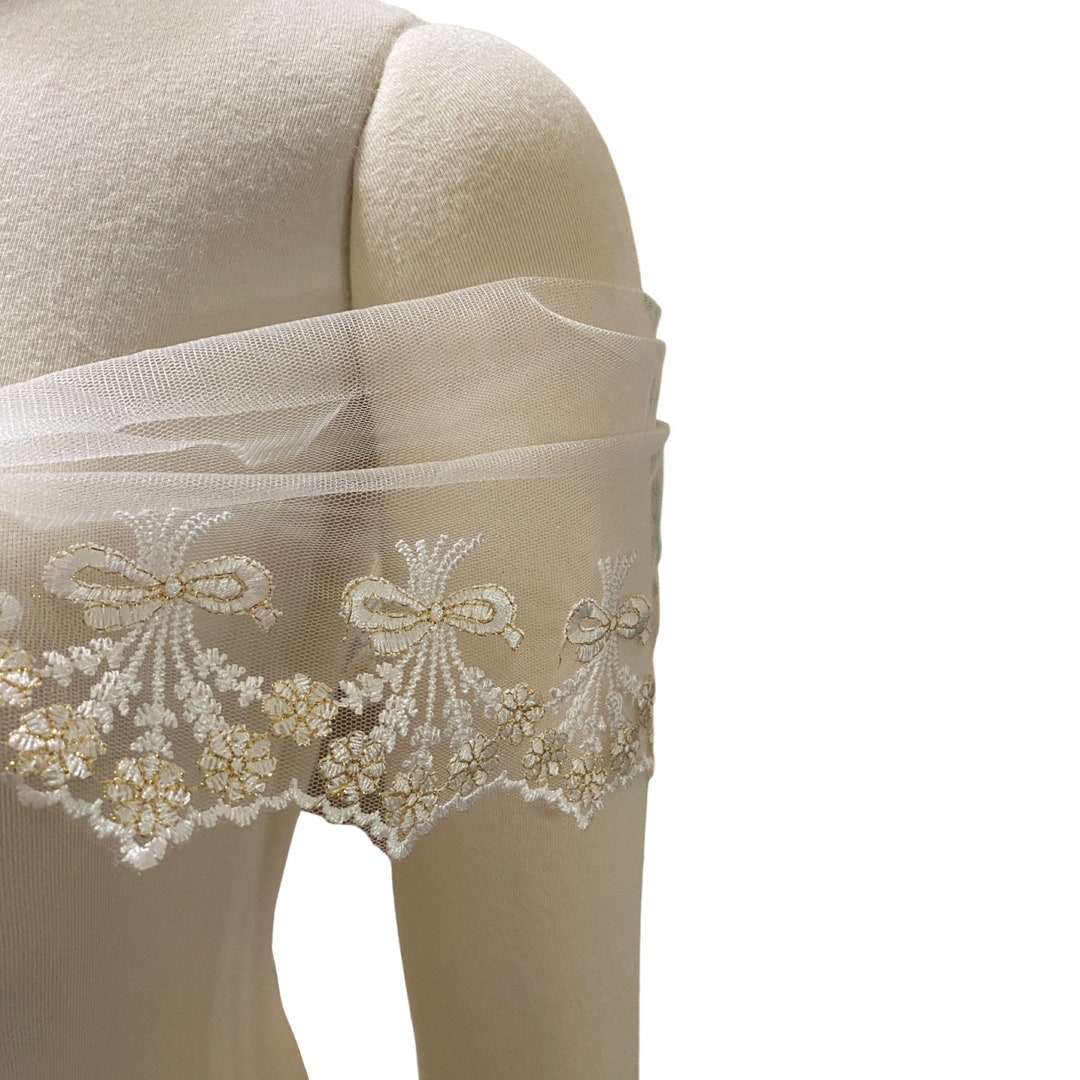 White and Gold Detachable Lace Straps off the Shoulder to Add to Your ...