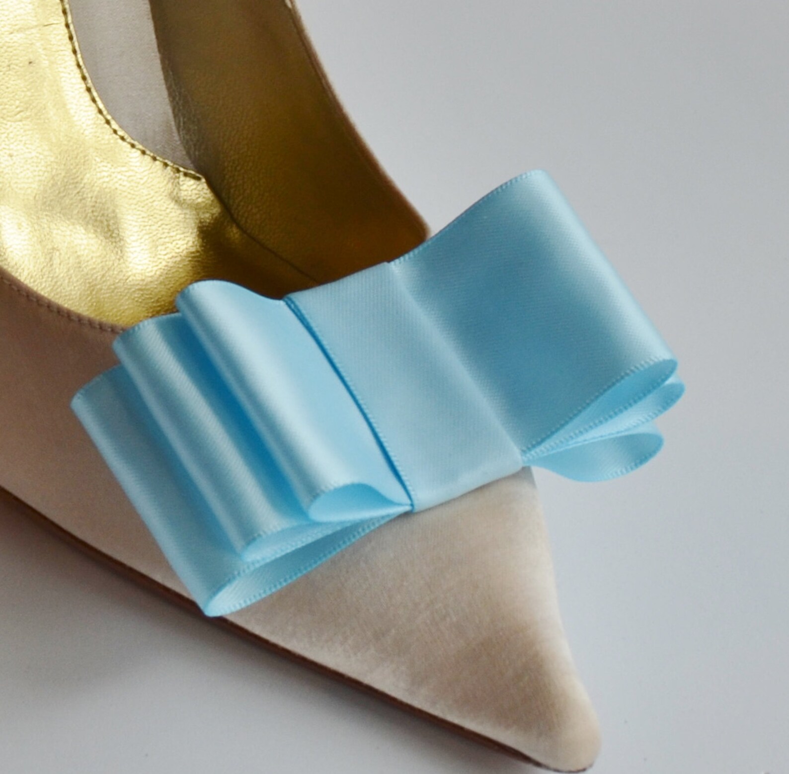 Baby Blue Satin Ribbon Bow Shoe Clips Set of Two More Colors - Etsy