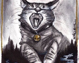 Yule Cat jólaköttur Art Print Greeting Card Yule Cat - Etsy Hong Kong