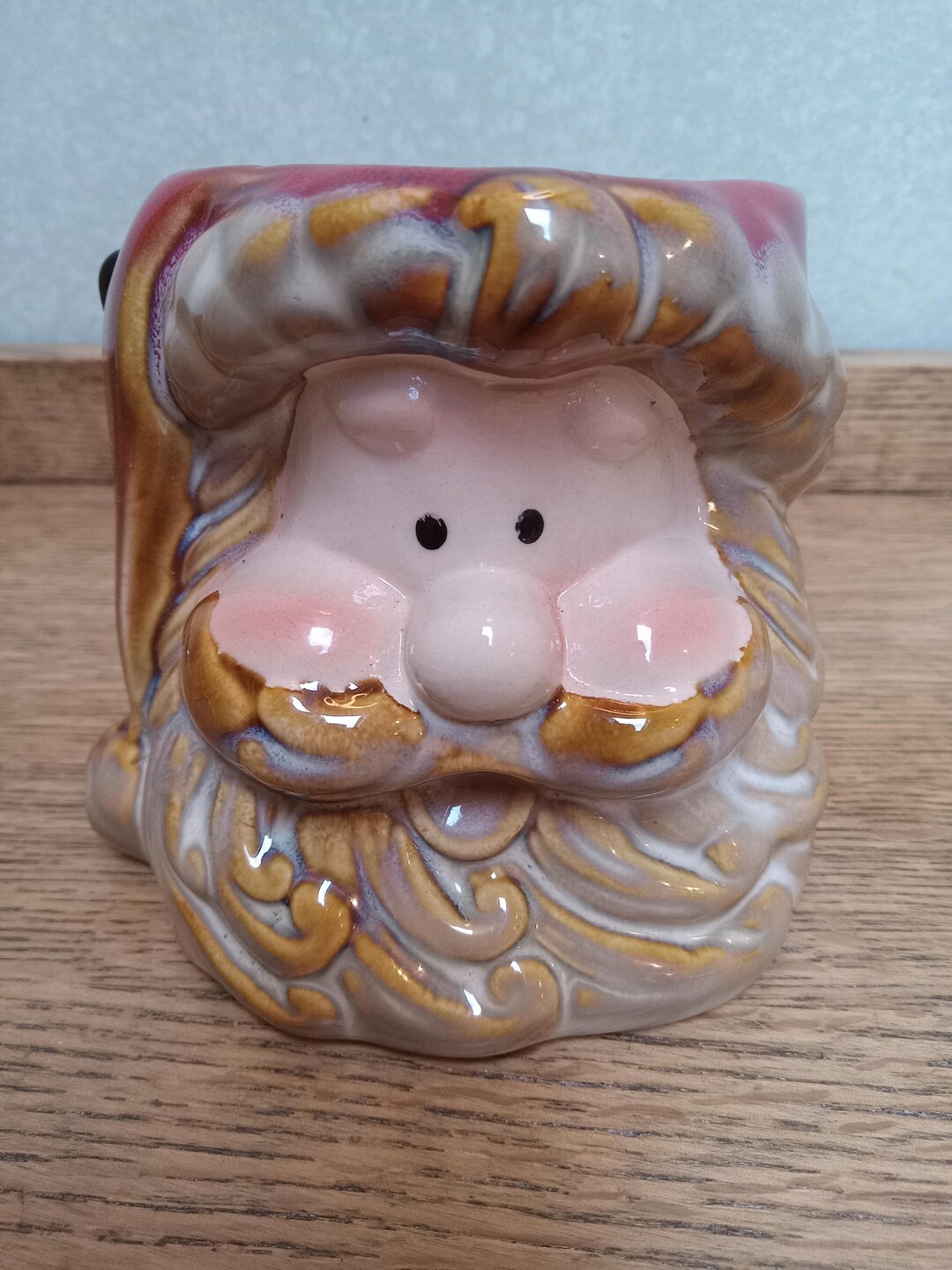 Ceramic Santa Bucket With Handle, Santa Tea Candle Holder or Candy ...