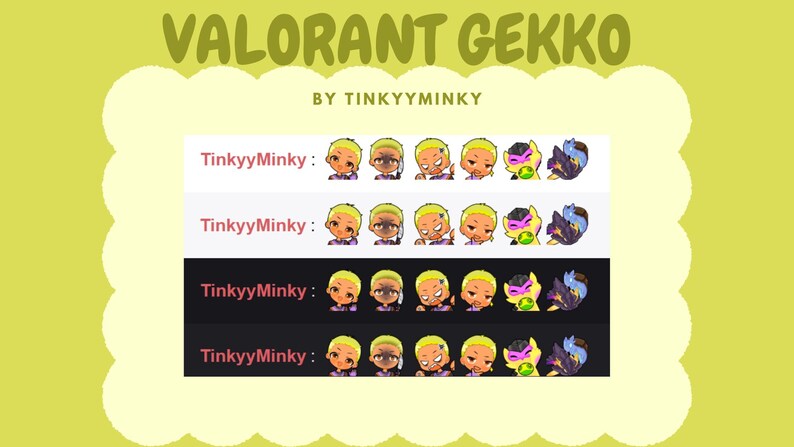 Valorant Gekko Twitch Emotes Set, Cute Wingman Dizzy Characters ...