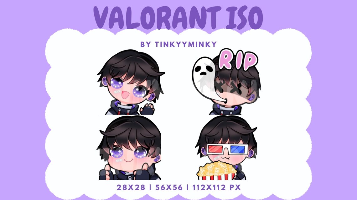 Valorant Iso Twitch Emotes | Cute | Emote Pack| Valorant Game Streaming ...