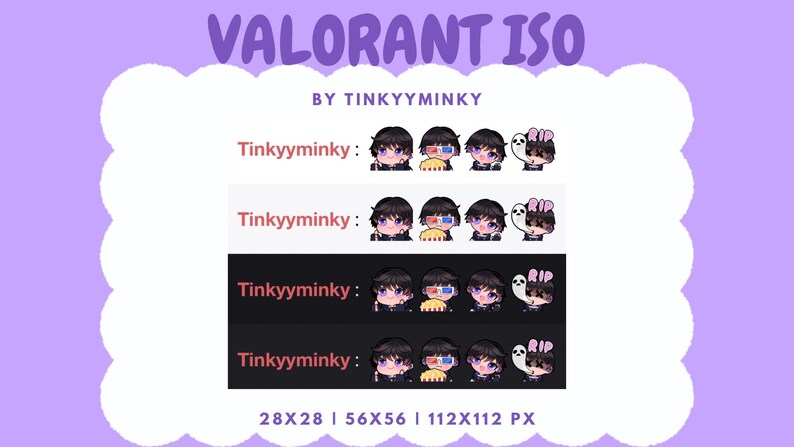 Valorant Iso Twitch Emotes | Cute | Emote Pack| Valorant Game Streaming ...