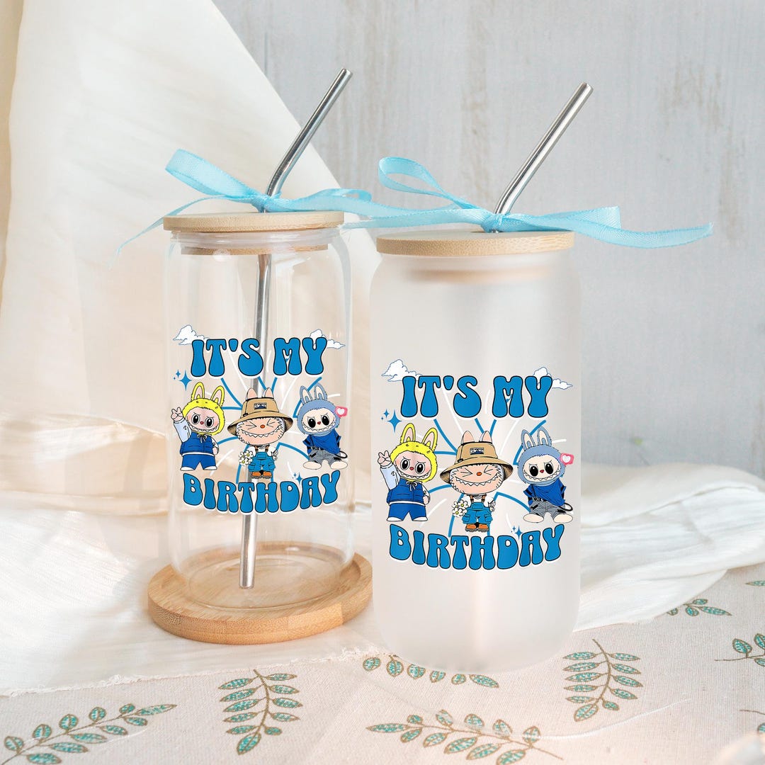Labubu Glass Cup,Labubu Birthday Cup,Labubu Frosted Glass,Labubu Ice ...