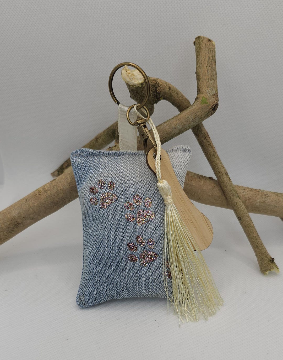 Upcycled Key Ring Handmade in France in Customizable Denim With CAT ...
