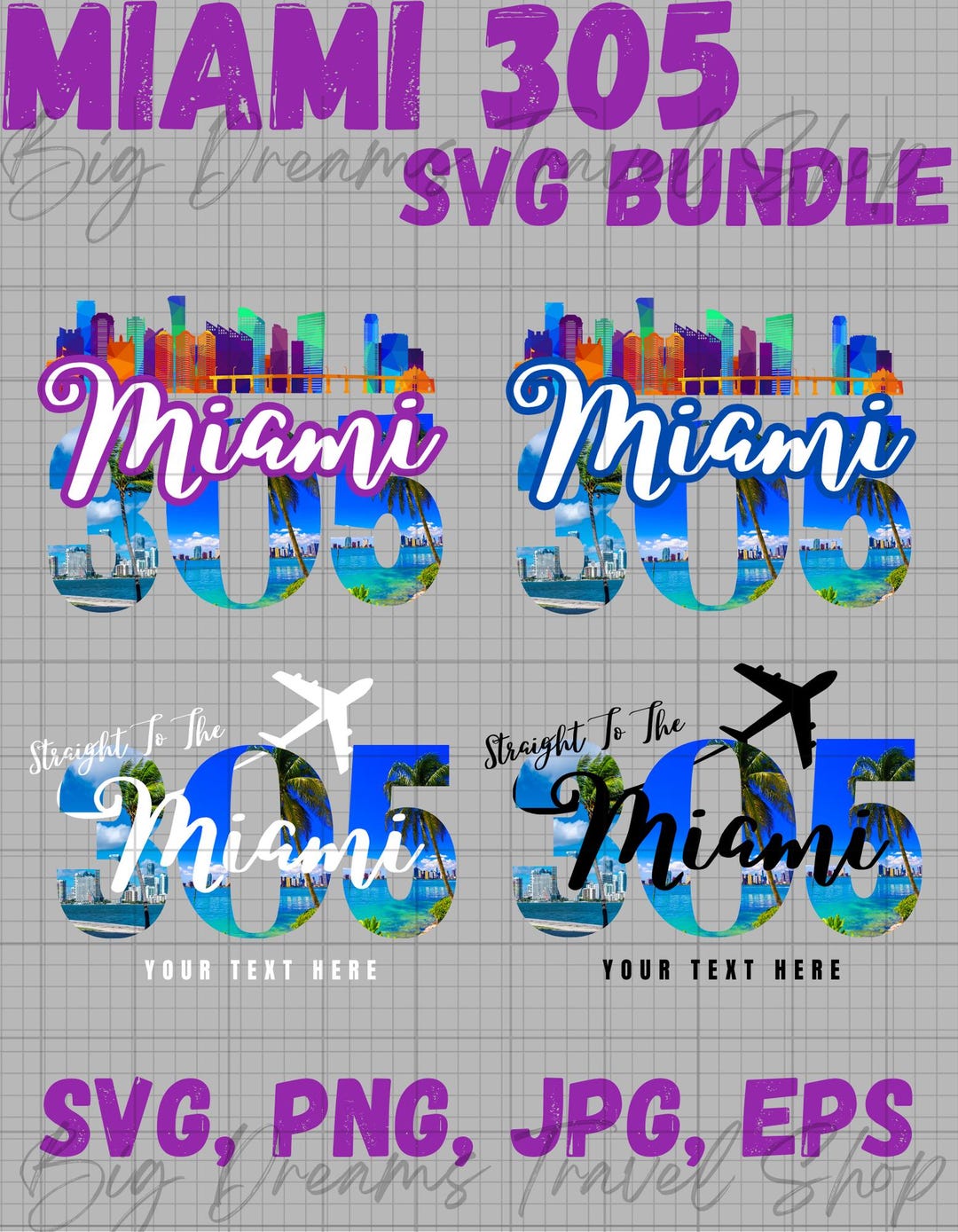 Miami 305, Straight to Miami, City Clipart, Miami Digital Image, T ...
