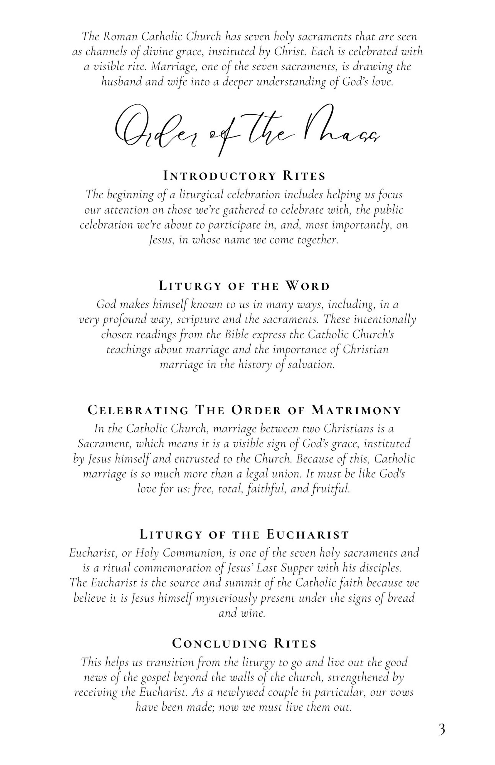 Catholic Wedding Mass Ceremony Booklet 5.5x8.5inch Canva Template - Etsy