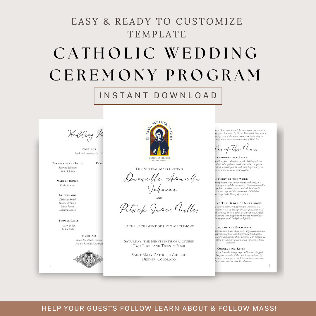 Catholic Wedding Mass Ceremony Booklet 5.5x8.5inch Canva Template - Etsy