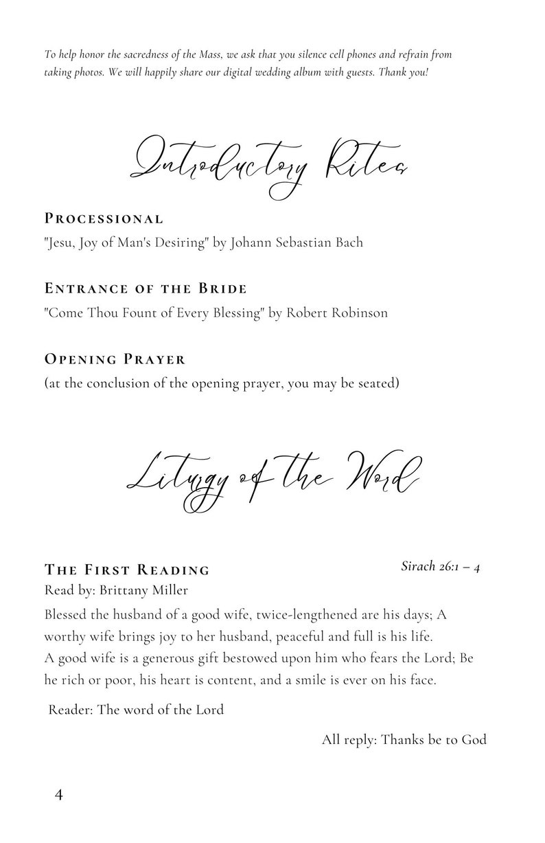 Catholic Wedding Mass Ceremony Booklet 5.5x8.5inch Canva Template - Etsy