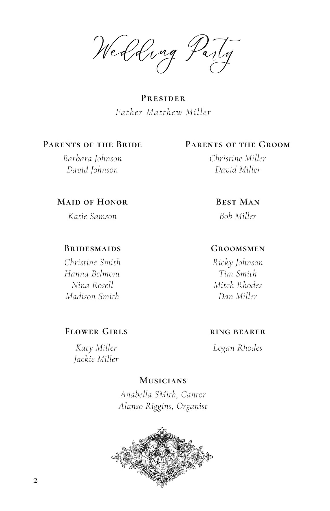 Catholic Wedding Mass Ceremony Booklet 5.5x8.5inch Canva Template - Etsy